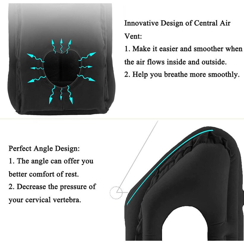 Perna gonflabila de calatorie pentru avion, autobuz, masina, pentru gat ...