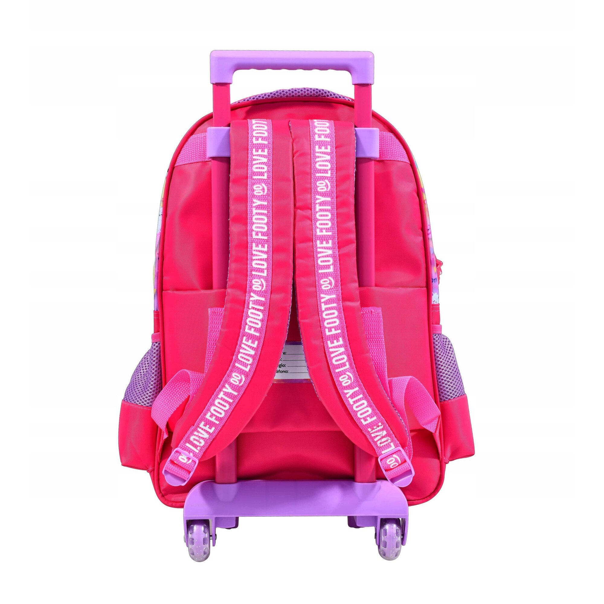 Rucsac pe roti cu lumini LED si paiete, Footy, 47 x 33 x 20 cm ...