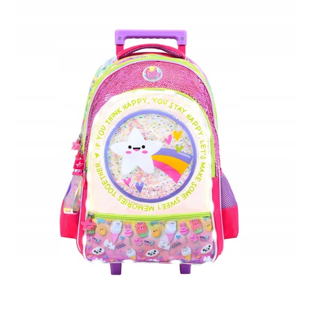 Rucsac pe roti cu lumini LED si paiete, Footy, 47 x 33 x 20 cm ...