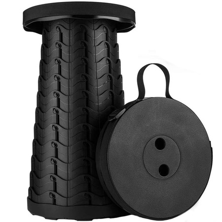 Scaun telescopic pliabil, Ronyes®, inaltime extins 45 cm, Negru - eMAG.ro