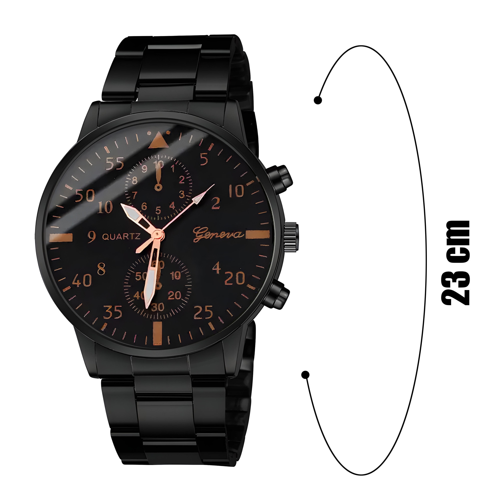 Ceas Barbatesc, Elegant, Quartz, Bratara din INOX Negru, Carcasa din ...