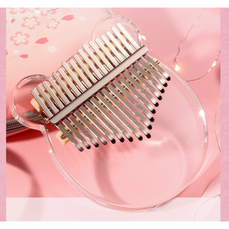 Mini kalimba, JENOUS®, hangszer 17 hanggal, tárolótok, medvefül modell ...