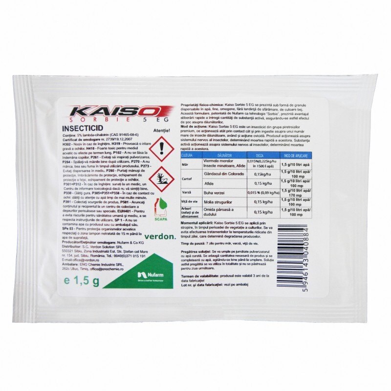 Insecticid piretroid, ce contine lambda-cihalothrin, actioneaza atat prin contact, cat si prin ...