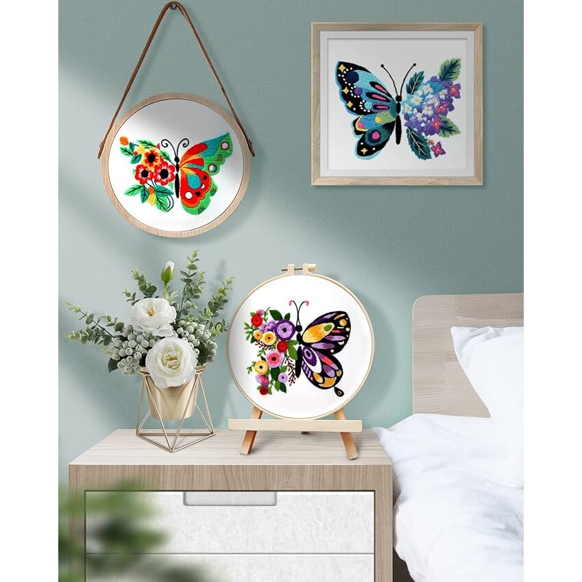 Kit de inceput pentru broderie, modele flori fluturi, Latauar ...