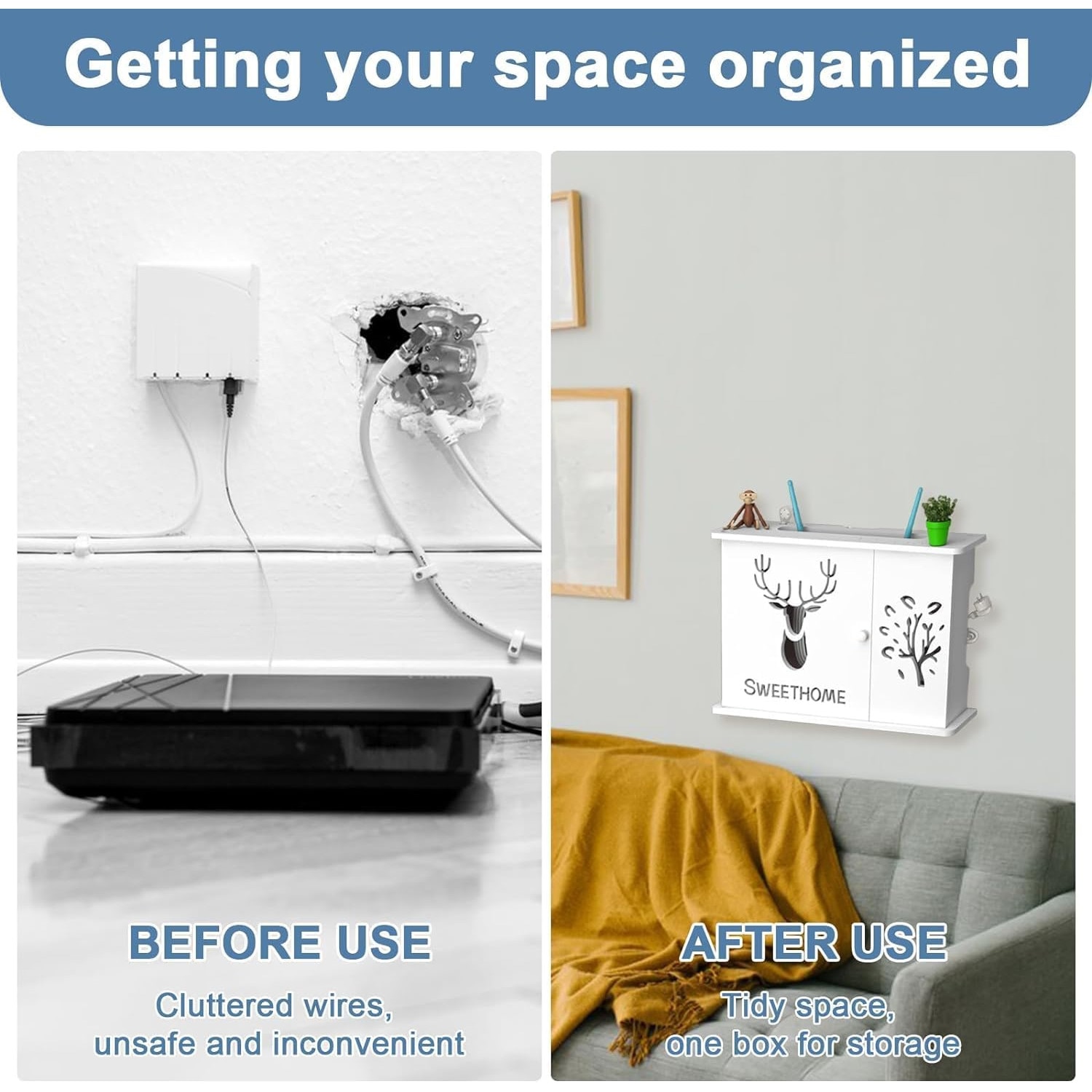 Raft suport router wireless, Latauar, Plastic, Alb - eMAG.ro