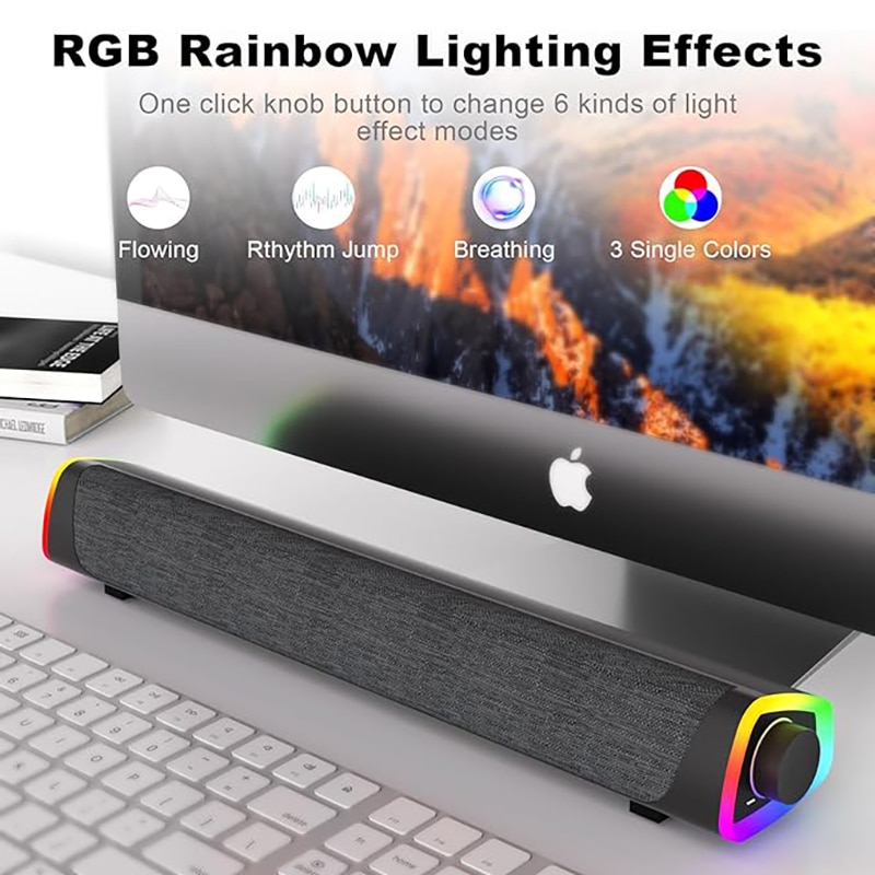 Soundbar gaming, Boxa PC, Bluetooth 5.3, RGB, 6W, USB, Jack 3.5mm ...