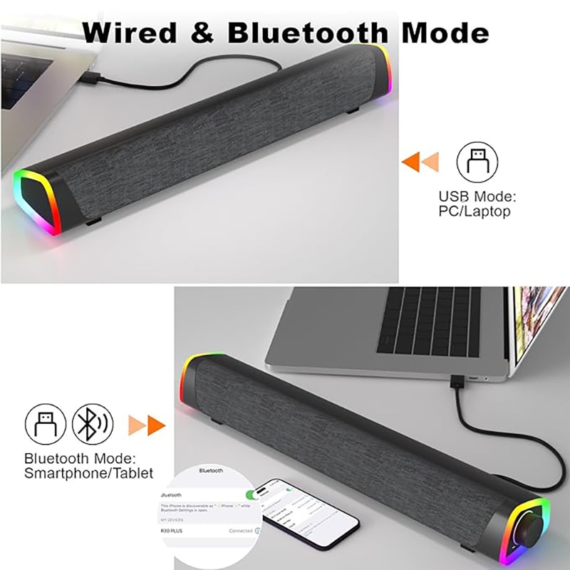 Soundbar gaming, Boxa PC, Bluetooth 5.3, RGB, 6W, USB, Jack 3.5mm ...