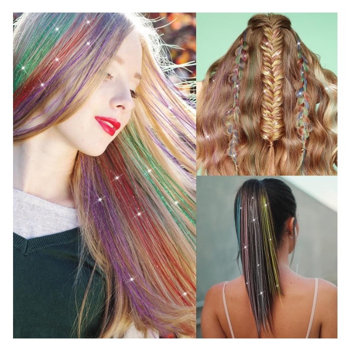 Set de suvite/extensii de par colorate, Vaxiuja, sclipitoare ...