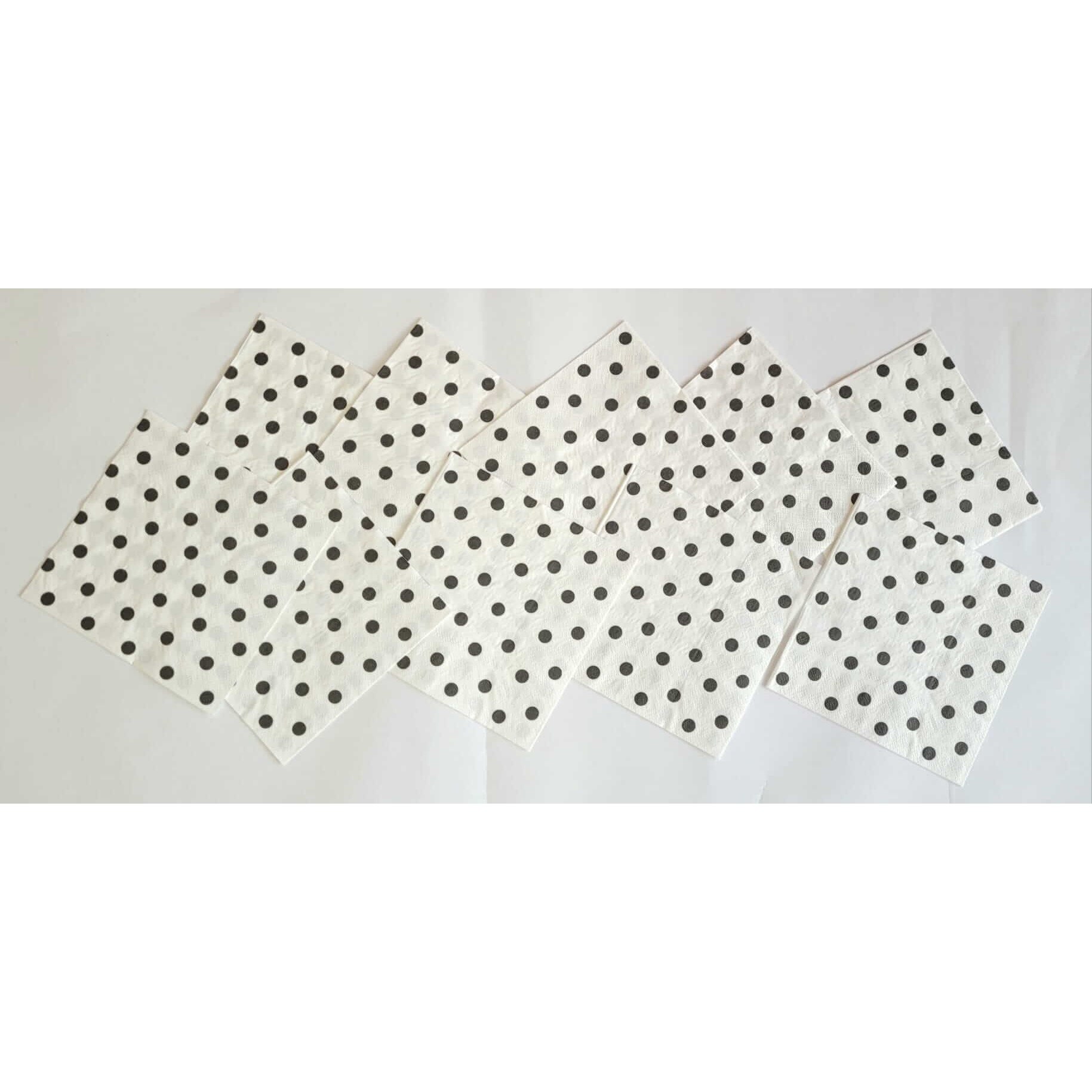 Set 10 servetele albe cu buline negre 33 cm - eMAG.ro