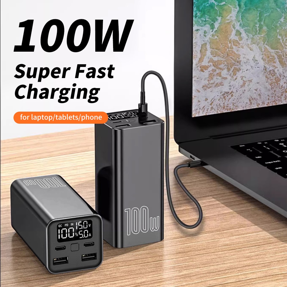 Power bank, Elvancy, 100W, 40000mAh, черен - eMAG.bg