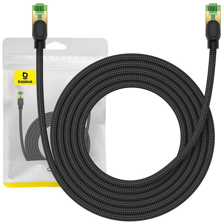 Braided network cable cat.8 Ethernet RJ45, 40Gbps, 3m (black) - eMAG.ro