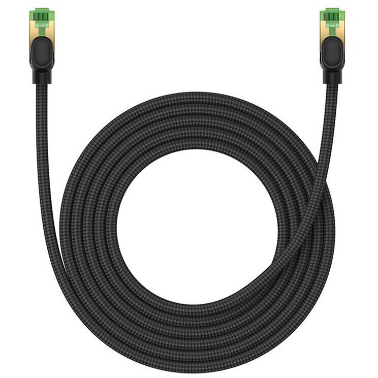 Braided network cable cat.8 Ethernet RJ45, 40Gbps, 3m (black) - eMAG.ro