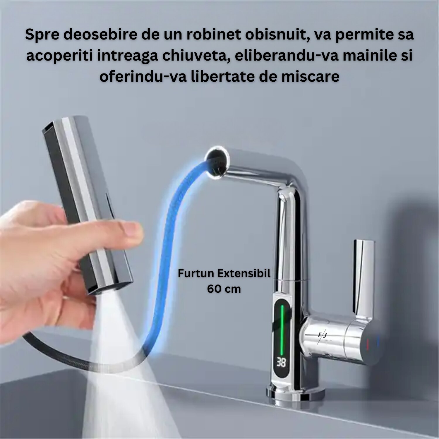 Baterie chiuveta, EJ PRODUCTS, afisaj digital, furtun extensibil ...
