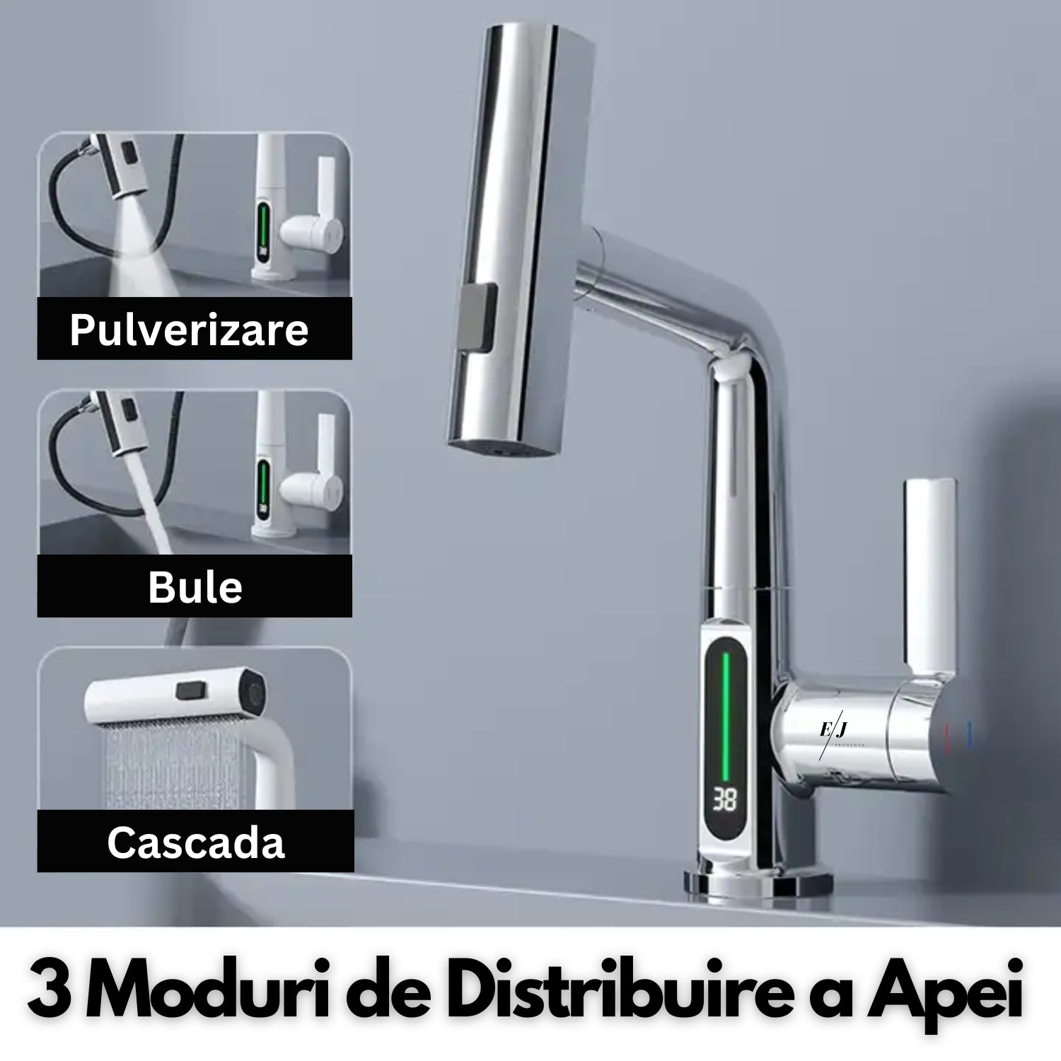 Baterie chiuveta, EJ PRODUCTS, afisaj digital, furtun extensibil ...