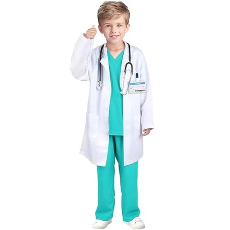Costum Doctor pentru copii, Set cu Stetoscop de jucarie, Tesatura fina ...