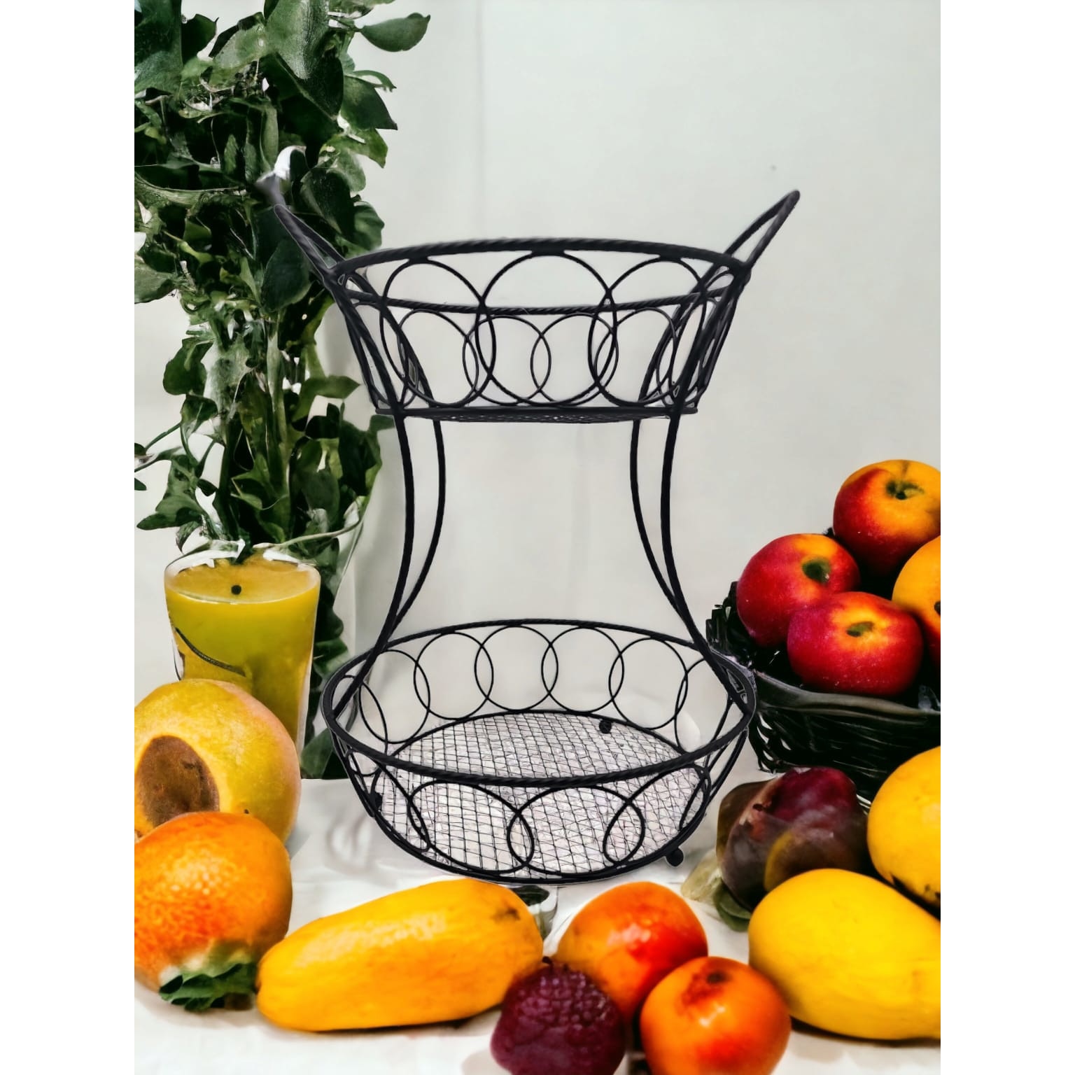 Fructiera metal etajata cu toarte, neagra - eMAG.ro