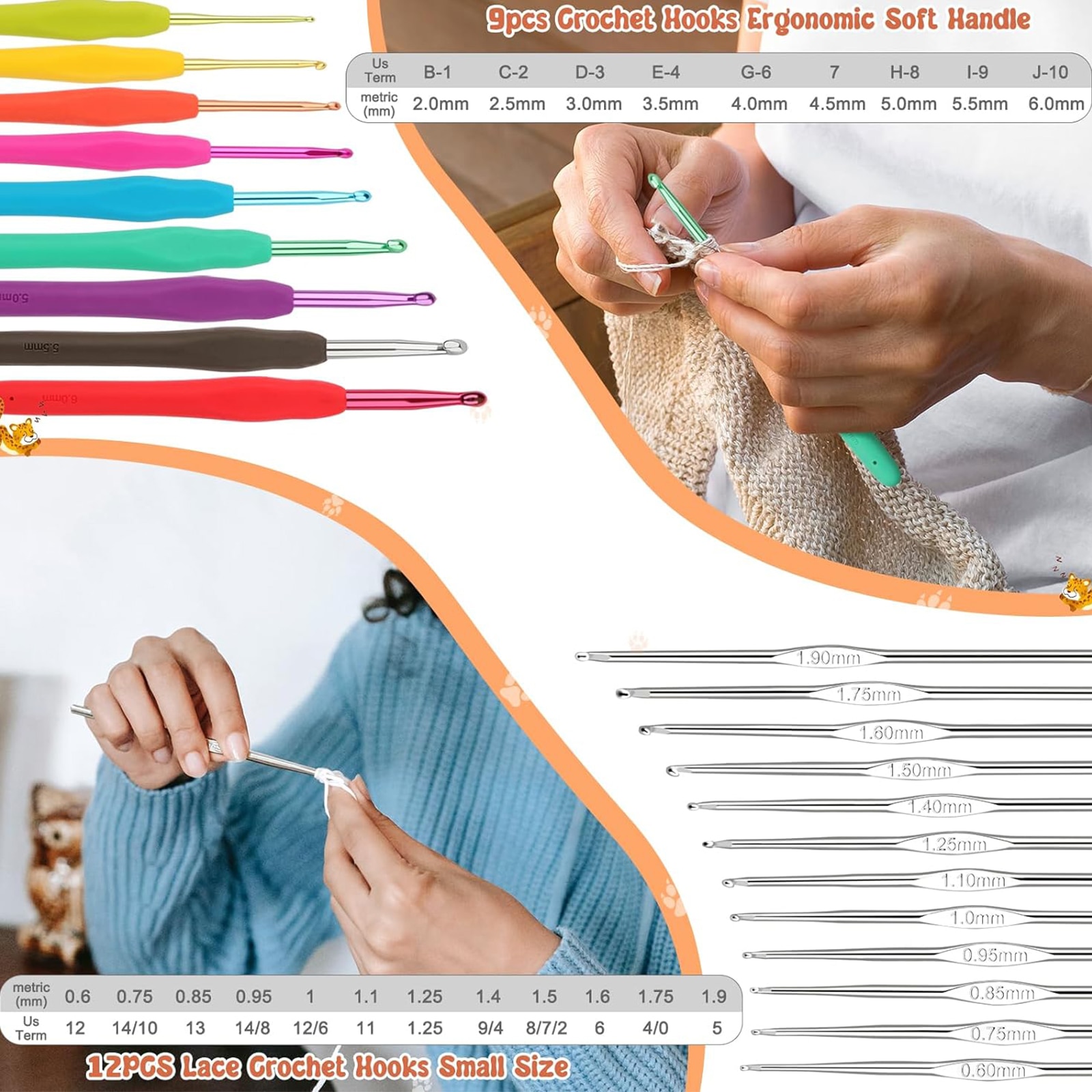 Kit de crosetat, NUODWELL, Cu sac de Depozitare, Include carlige de ...