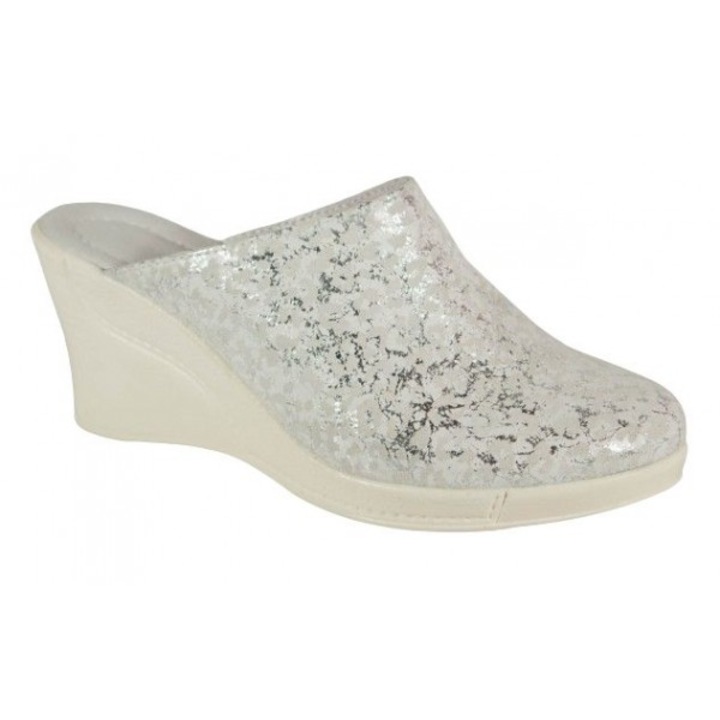 Saboti Alb cu argintiu cu platforma piele naturala sbm5, 36 EU - eMAG.ro