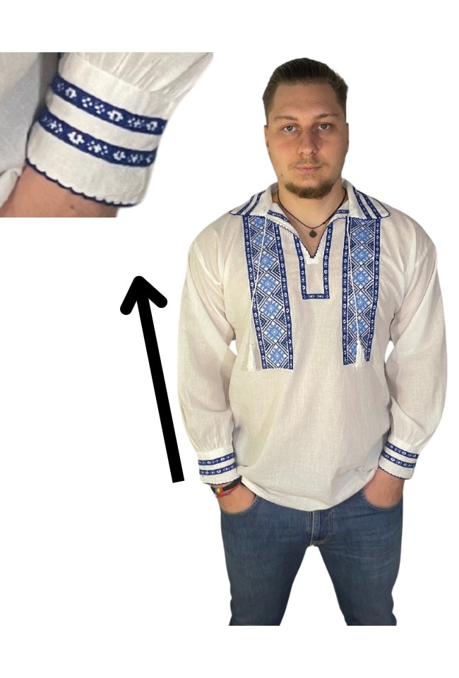 Bluza tip ie barbati RB 24, marime L, alb/albastru nautic - eMAG.ro