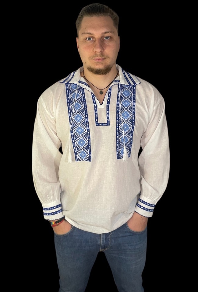 Bluza tip ie barbati RB 24, marime L, alb/albastru nautic - eMAG.ro