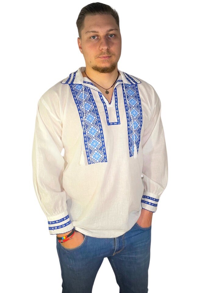 Bluza tip ie barbati RB 24, marime L, alb/albastru nautic - eMAG.ro