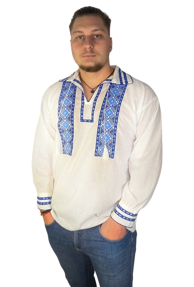 Bluza tip ie barbati RB 24, marime L, alb/albastru nautic - eMAG.ro