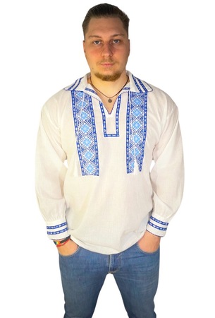 Bluza tip ie barbati RB 24, marime L, alb/albastru nautic - eMAG.ro