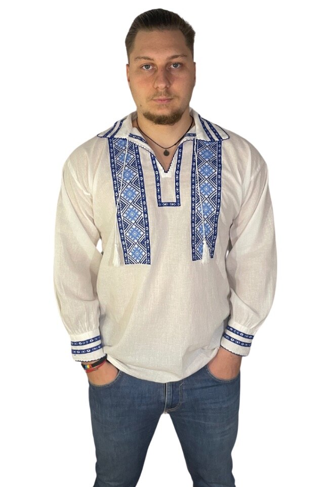 Bluza tip ie barbati RB 24, marime L, alb/albastru nautic - eMAG.ro