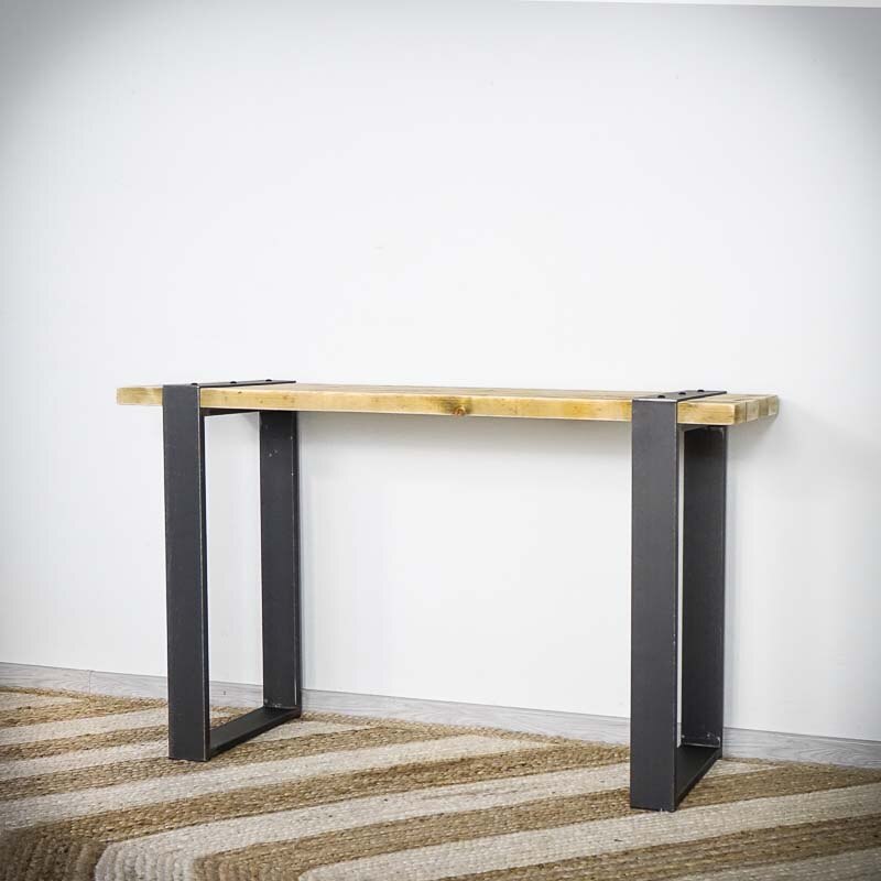 Consola, Lemn/otel, 60 x 100 cm, Gri/bej - eMAG.ro