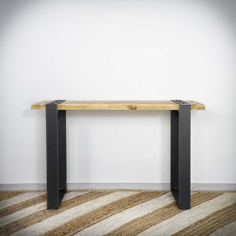 Consola, Lemn/otel, 60 x 100 cm, Gri/bej - eMAG.ro