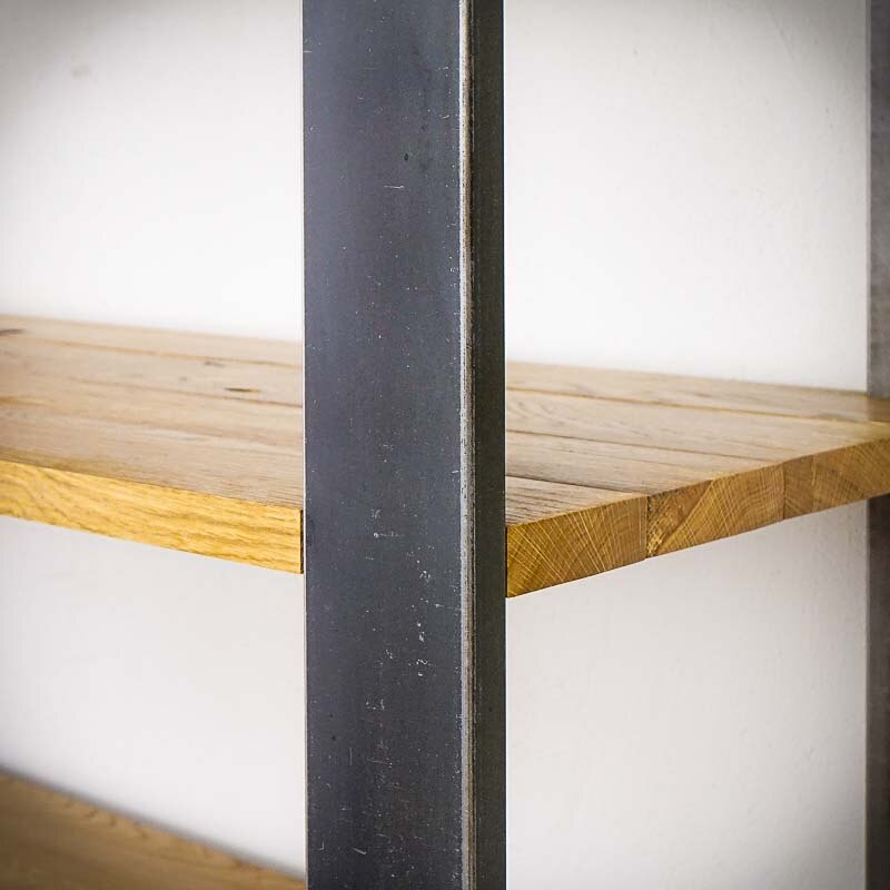 Biblioteca/raft, Lemn/otel, Gri/bej - eMAG.ro