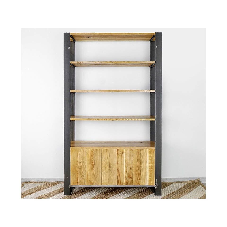 Biblioteca/raft, Lemn/otel, Gri/bej - eMAG.ro