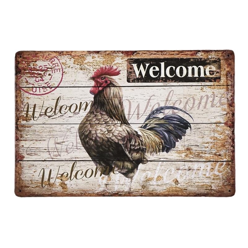 Placa decorativa, Metal, Welcome cocos, Multicolor - eMAG.ro