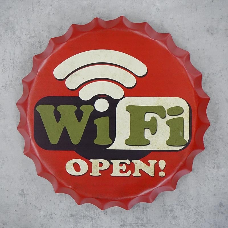 Placa decorativa, Metal, WI-FI OPEN, Multicolor - eMAG.ro