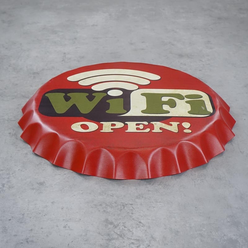 Placa decorativa, Metal, WI-FI OPEN, Multicolor - eMAG.ro