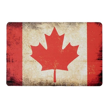 Placa decorativa FLAG OF CANADA, Metal, Crem/Rosu - eMAG.ro