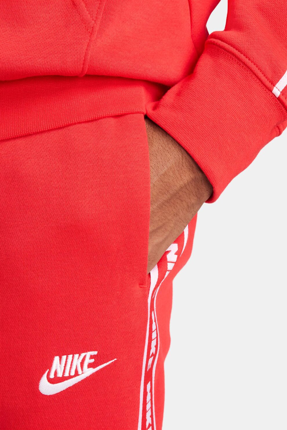 Nike, Trening cu gluga si benzi logo Club, Rosu, XL - eMAG.ro