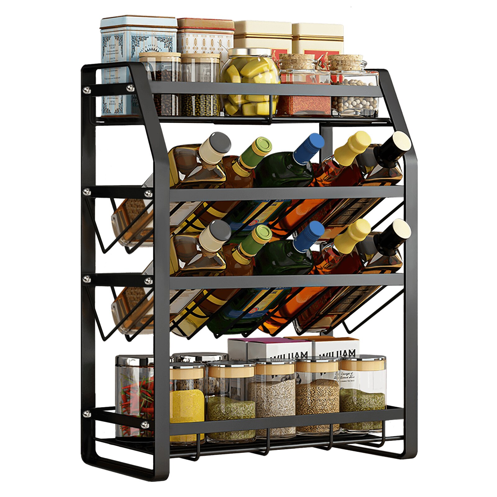 Froadp Raft pentru condimente cu 4 rafturi, Metal, Negru - eMAG.ro