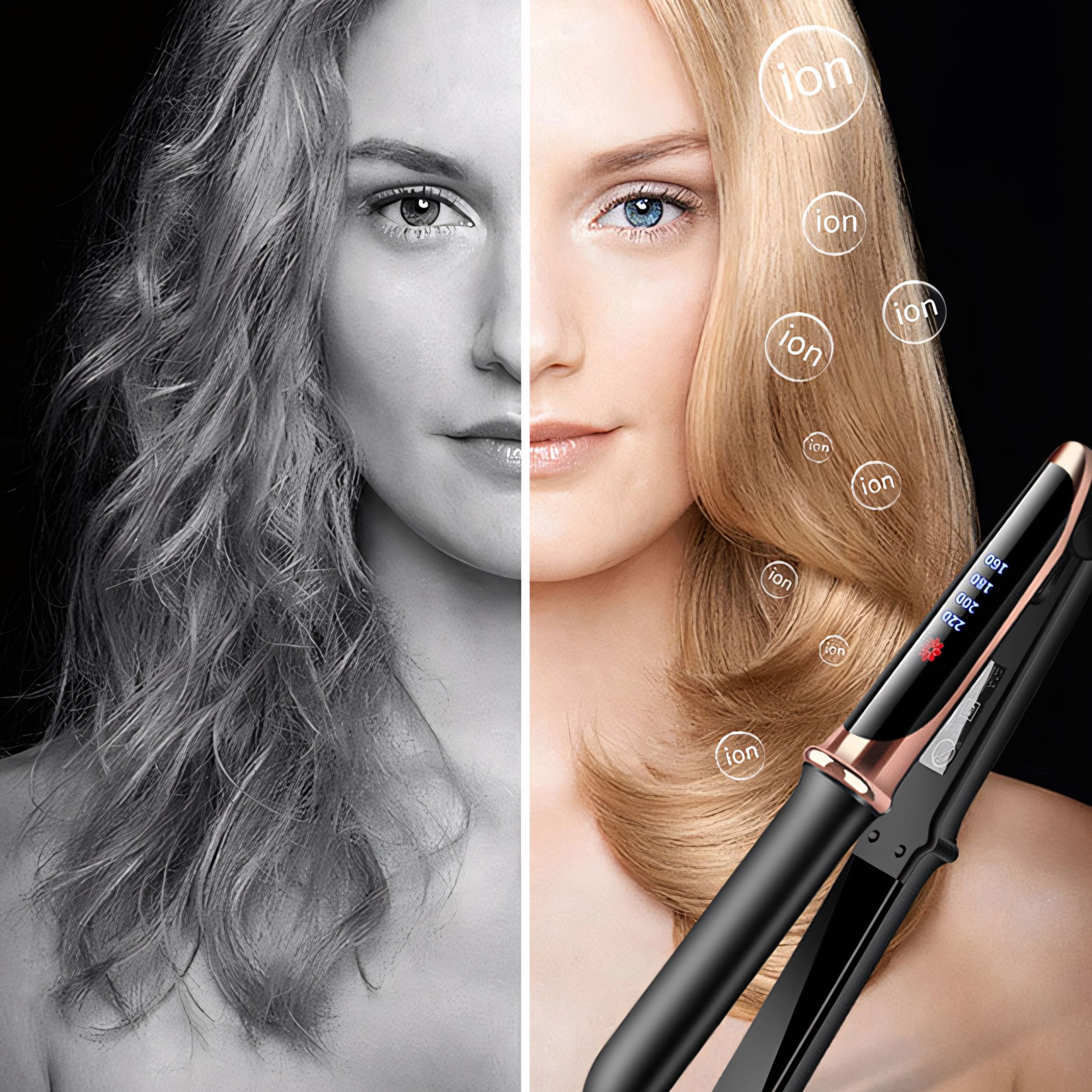 Placa de Indreptat Parul, 12 Setari Temperatura, 160-220°C, Invelis ...