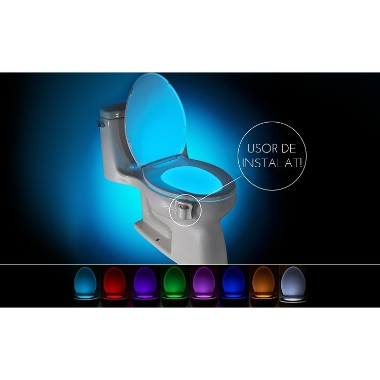 Lampa LED pentru iluminare ambientala WC in Diferite Culori cu Senzor ...