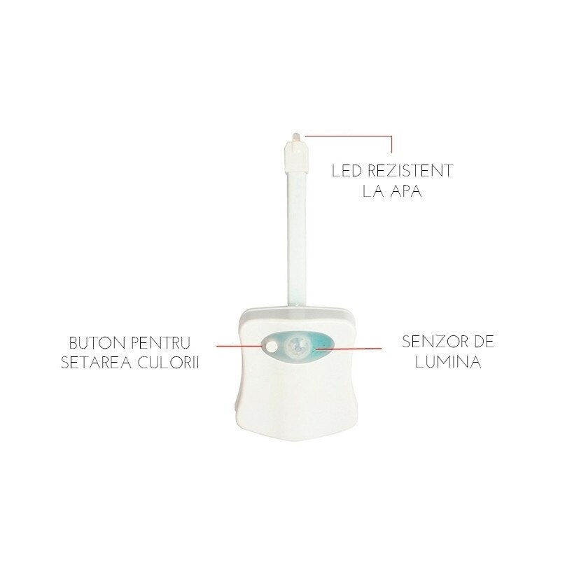 Lampa LED pentru iluminare ambientala WC in Diferite Culori cu Senzor ...