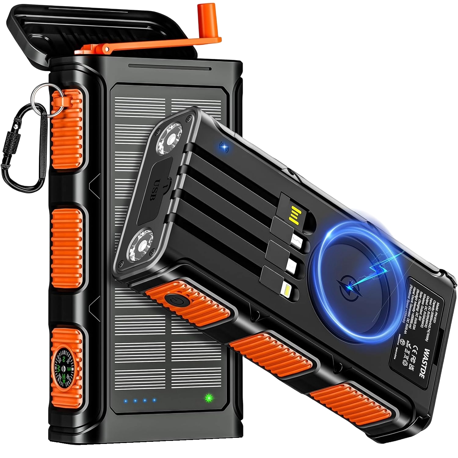 Baterie externa solara 38.800 mAh, cu incarcare manuala, incarcare ...