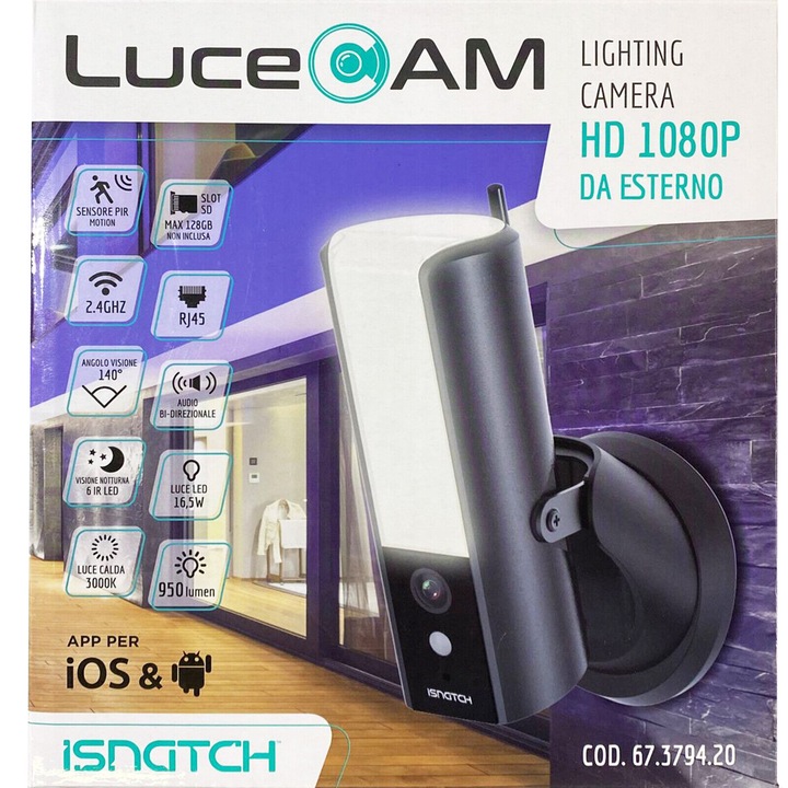 Proiector LED 16, 5W Integrat cu Camera supraveghere iSNATCH Full HD ...