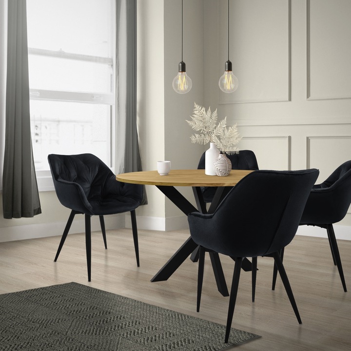 Set 4 scaune dining / living ML-Design, negru, catifea, 59 cm x 67 cm x ...