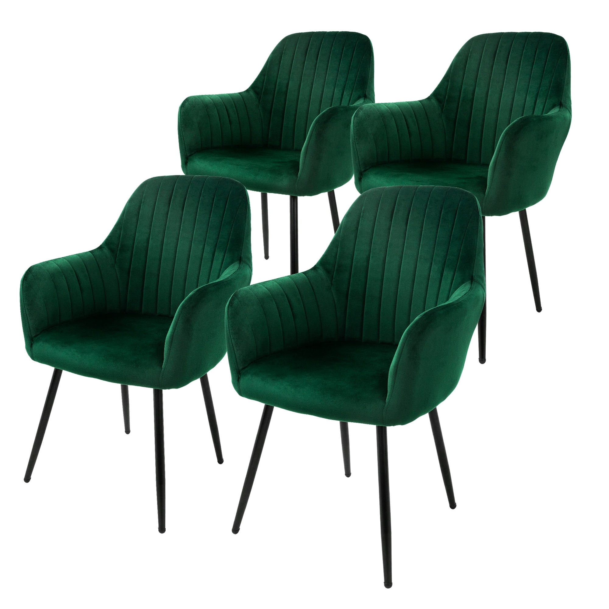 Set de 4 scaune de sufragerie, ML-Design, catifea, verde, 58 cm x 60 cm ...