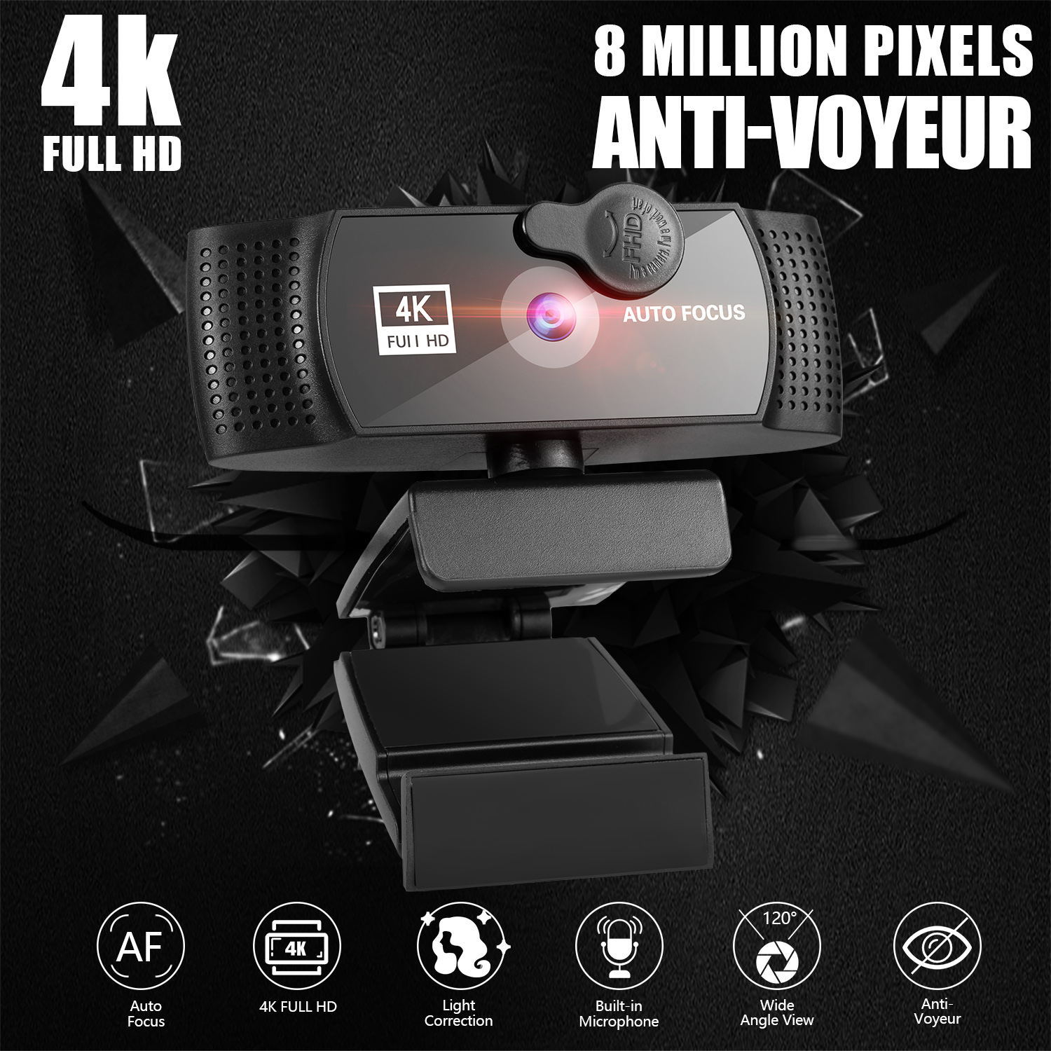 Camera Web, IMODIX®, Webcam 4K Full HD, 8 Milioane De Pixeli, Microfon ...