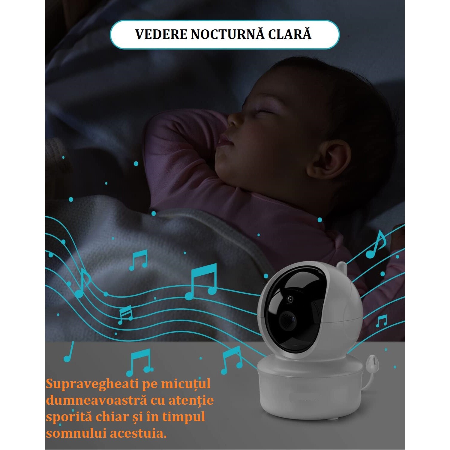 Camera de Supraveghere Bebelusi, Audio-Video, Display de 5 INCH, Vedere ...