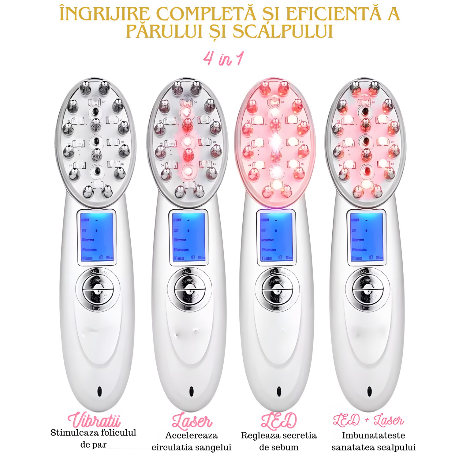 Perie de Par Electrica cu Laser, Zadabso®, Reincarcabila USB, Masaj ...