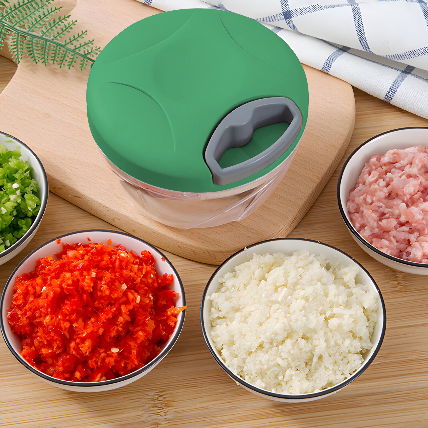 Tocator Manual cu 3 Lame din INOX, 500ml, Verde - eMAG.ro