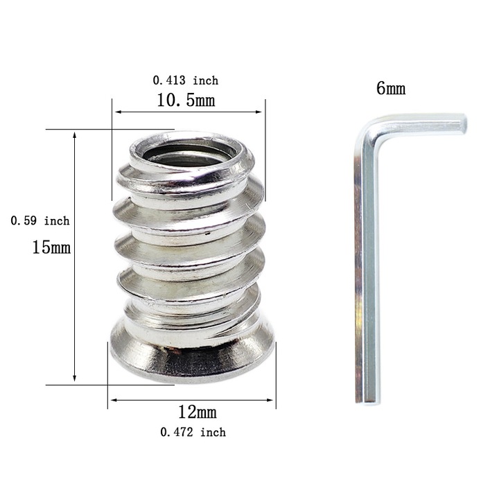 Set 40 Insertii Filetate pentru Lemn, Sunmostar, 1/4-15, 20mm, Argintiu ...